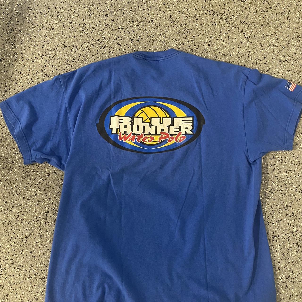 Double-Stitch Blue Thinker Water Polo Heavyweight... | Depop