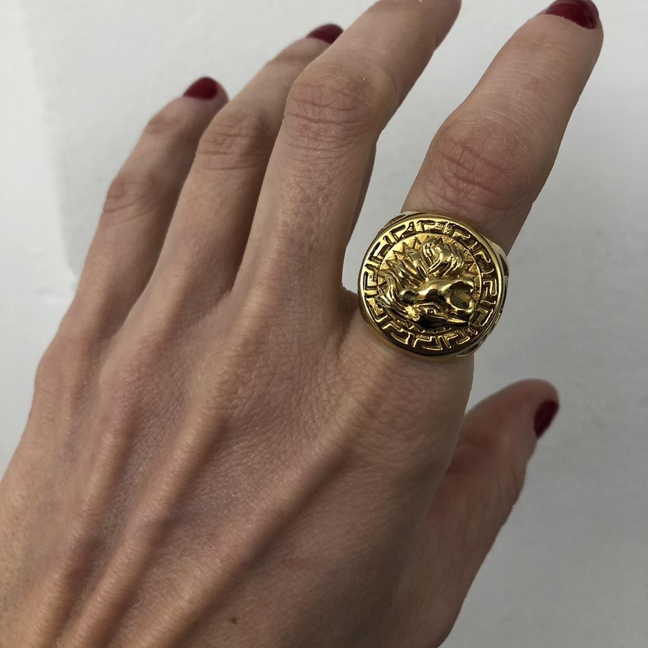 Lion Versace Style Ring Stain Steel Size 7 Unisex - Depop