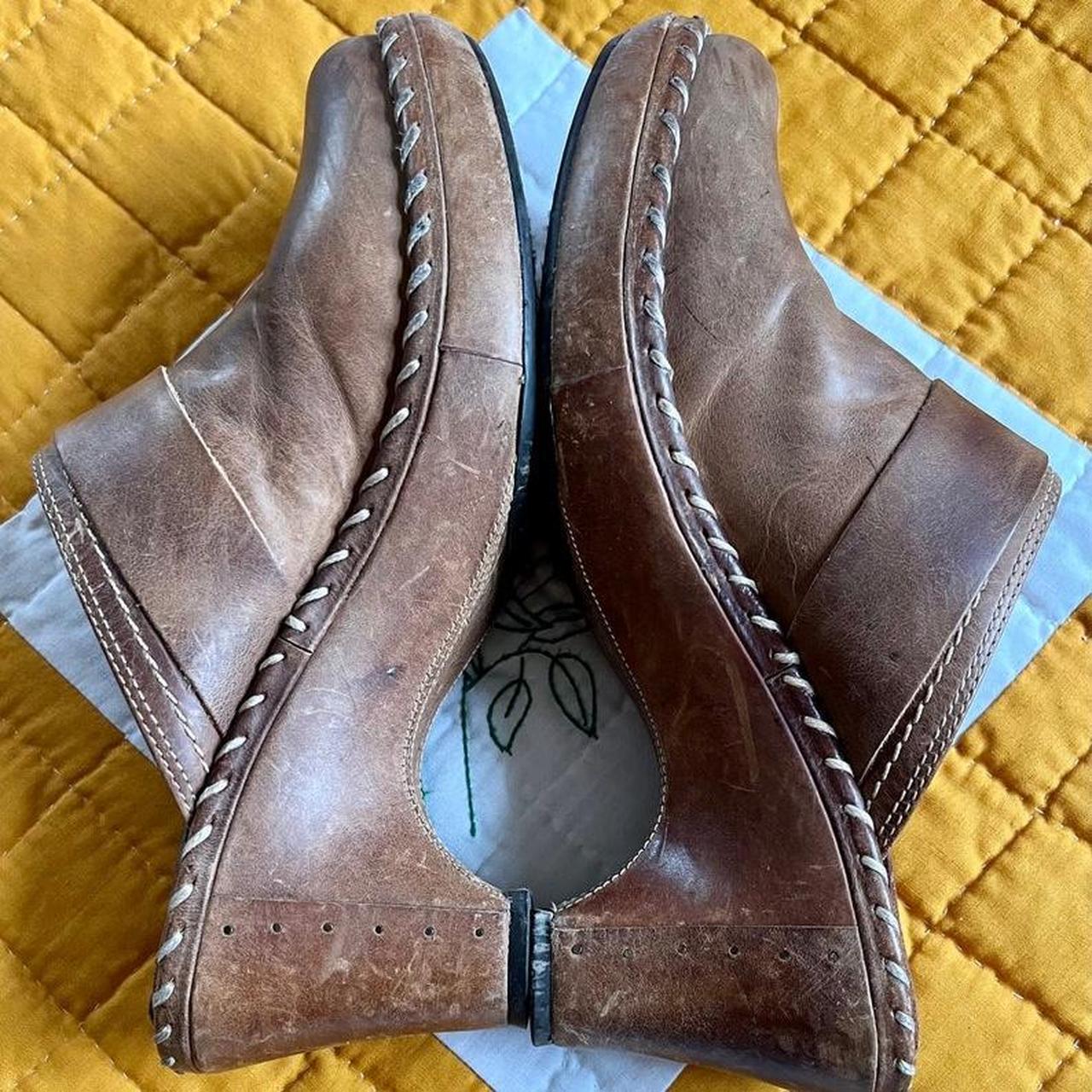 Frye brown clogs with a chunky circle buckle - Depop