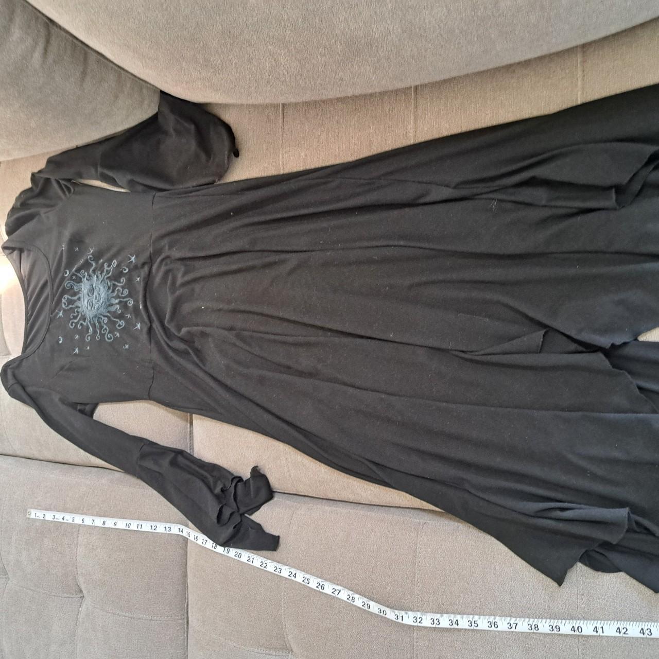 ROMWE GOTH Sun Print Flounce Sleeve Hanky Hem Dress... - Depop