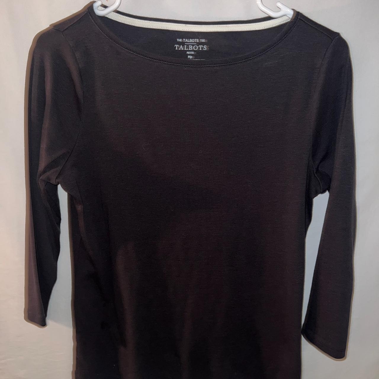 Talbots gray/black The Talbots Tee 3/4 sleeve in... - Depop