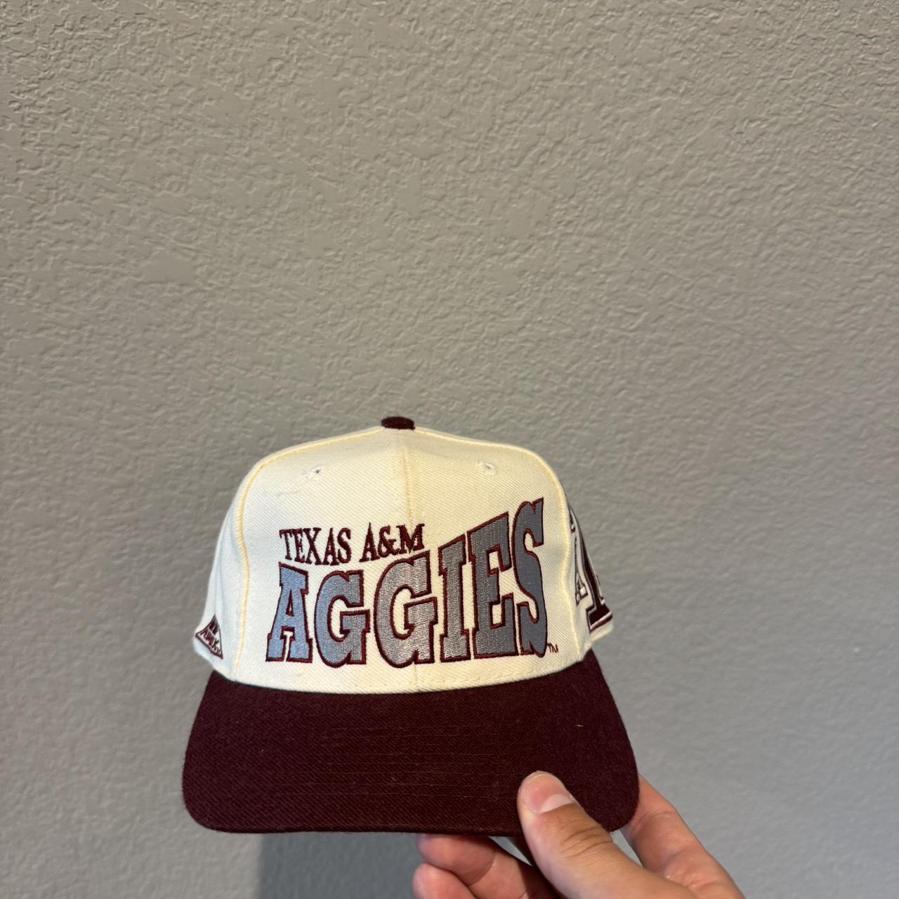 Vintage Texas A&M Aggies Block Letter Fitted Hat 7... | Depop