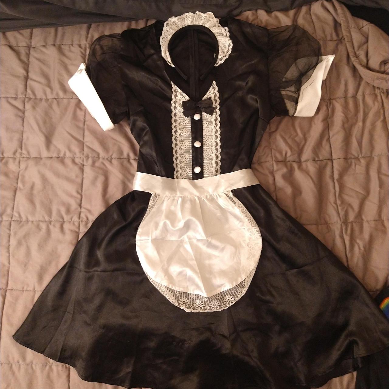 3 pc maid costume- ribbon is ripped on apron cuz it... - Depop