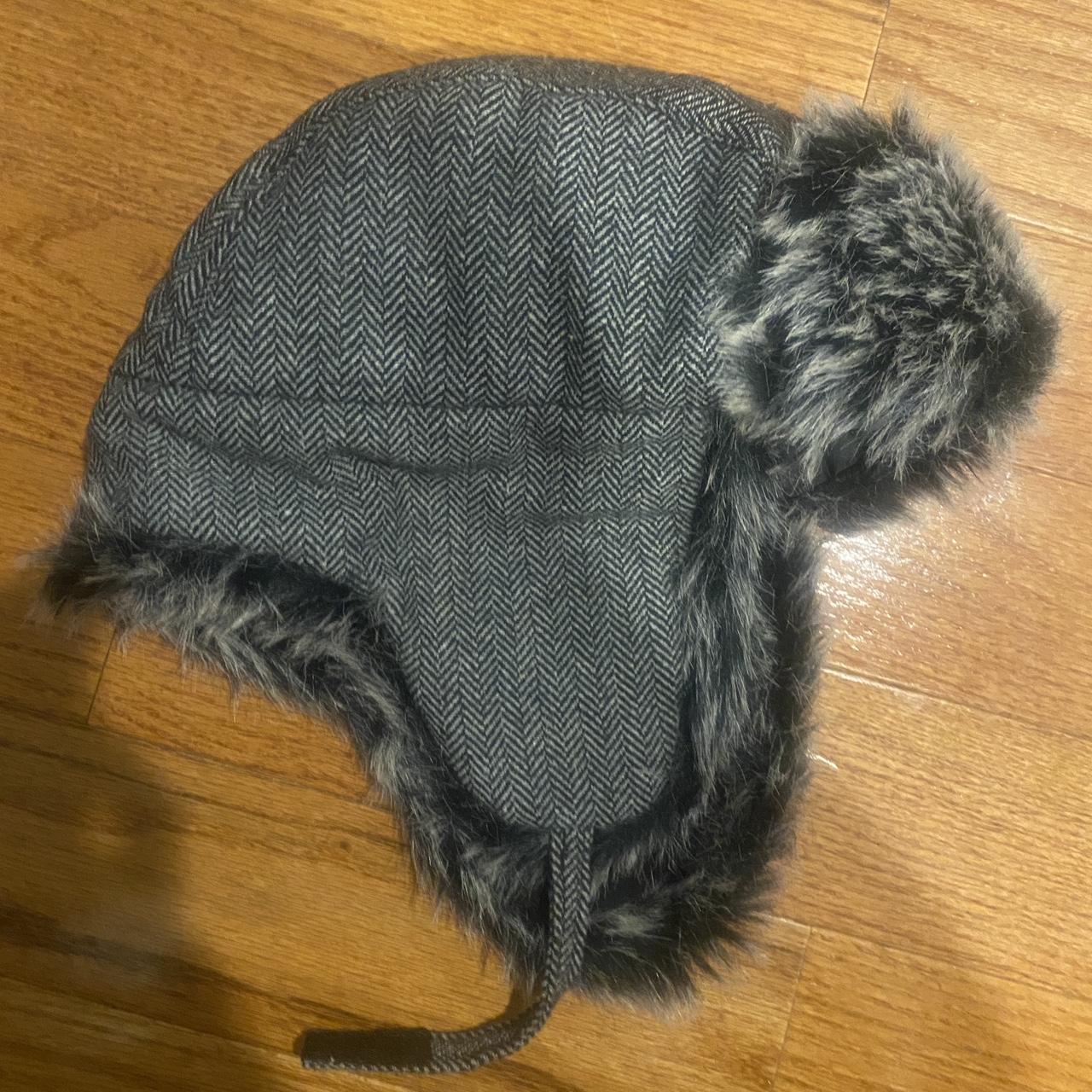 grey trapper hat very warm #y2k #emo #gyaru #scene - Depop