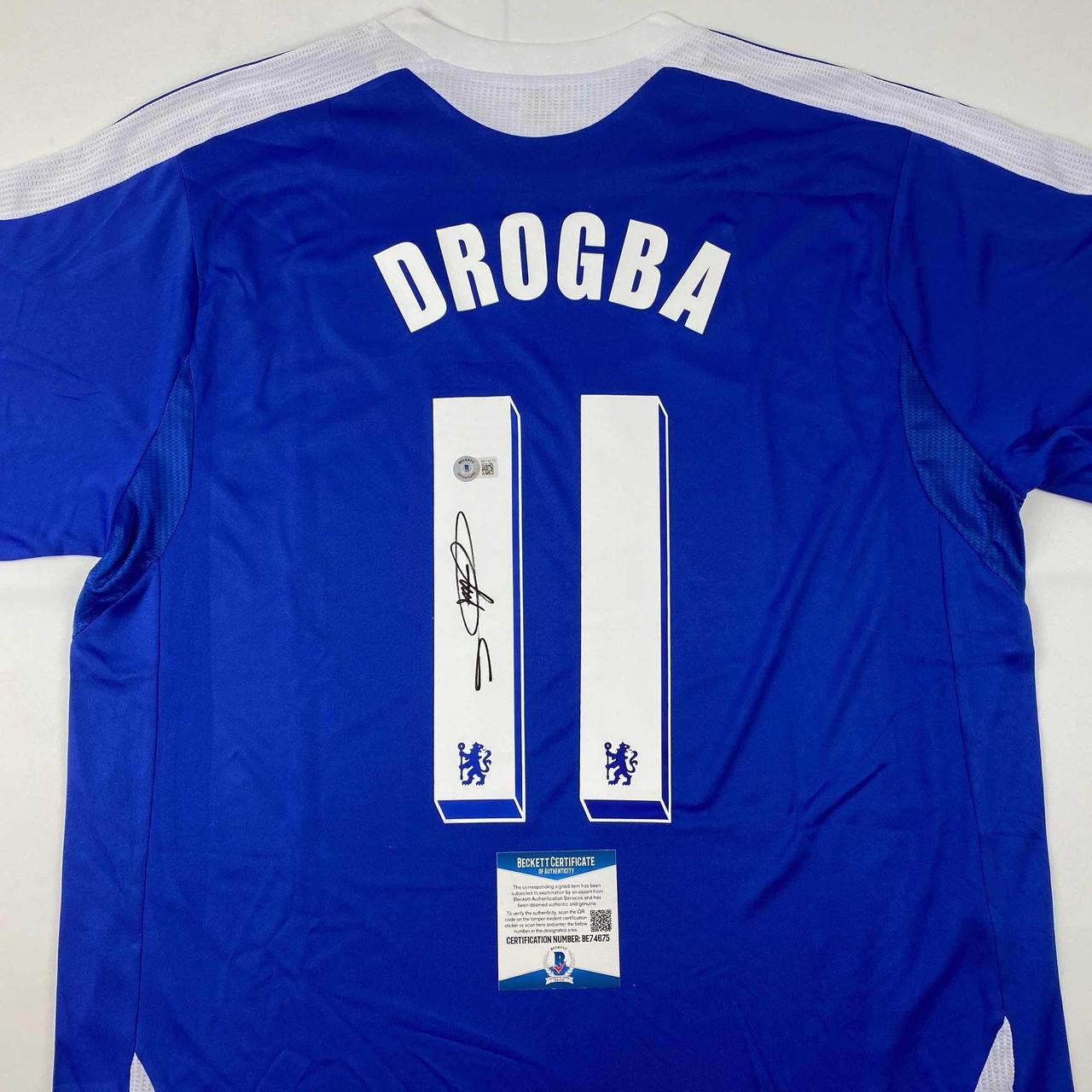 Autographed/Signed Didier Drogba Chelsea FC Blue... - Depop