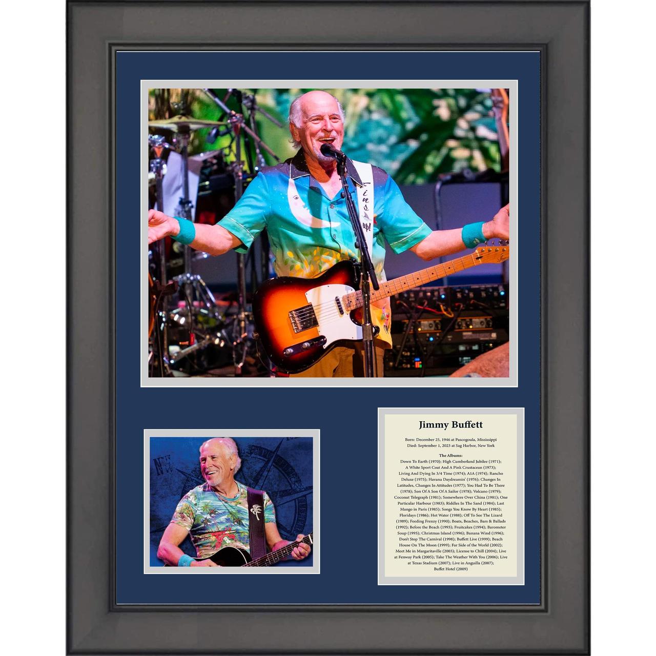 Framed Jimmy Buffett 11"x14" Music Three Photo Collage - Depop