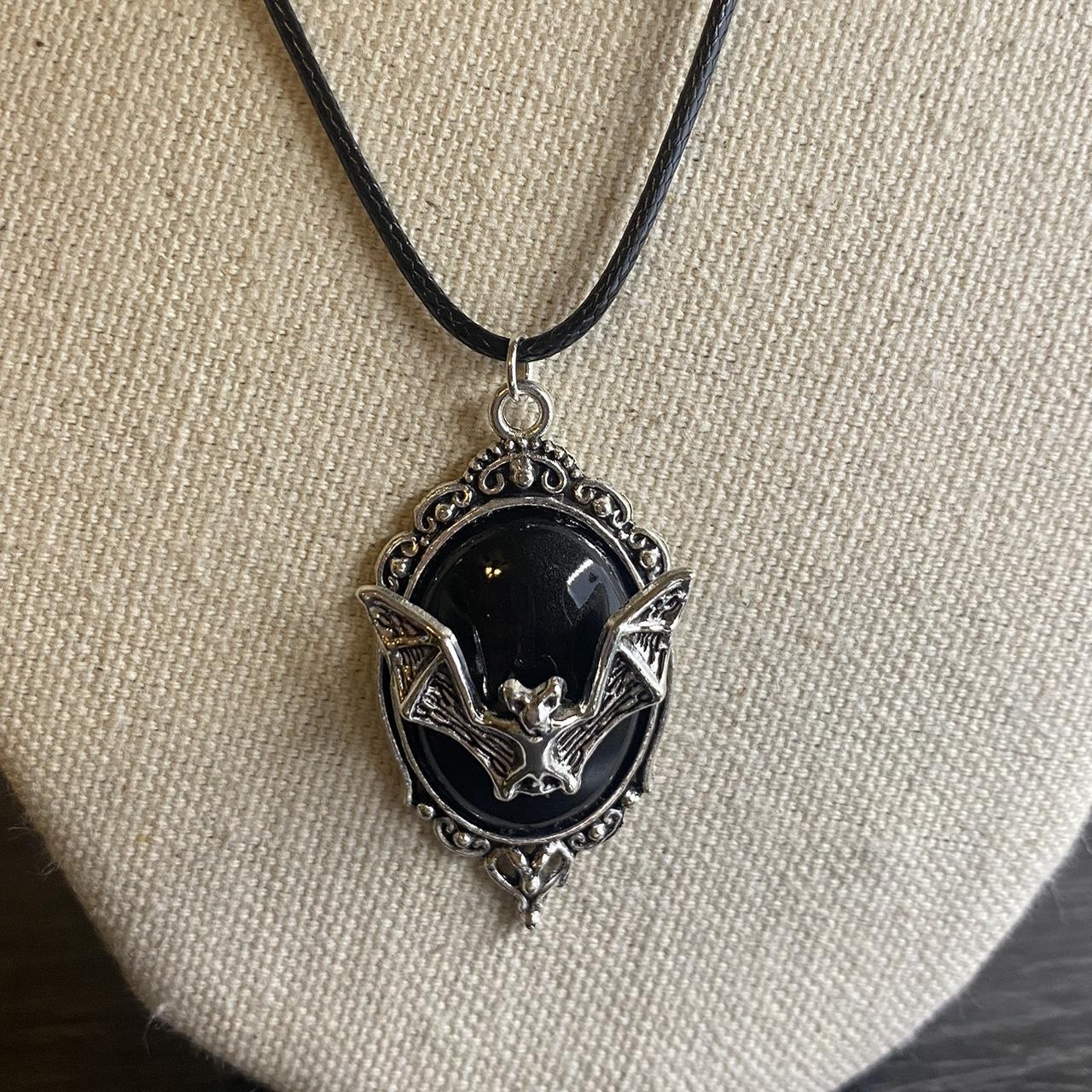 Black bat necklace Brand new. Chain is 19.5”... | Depop