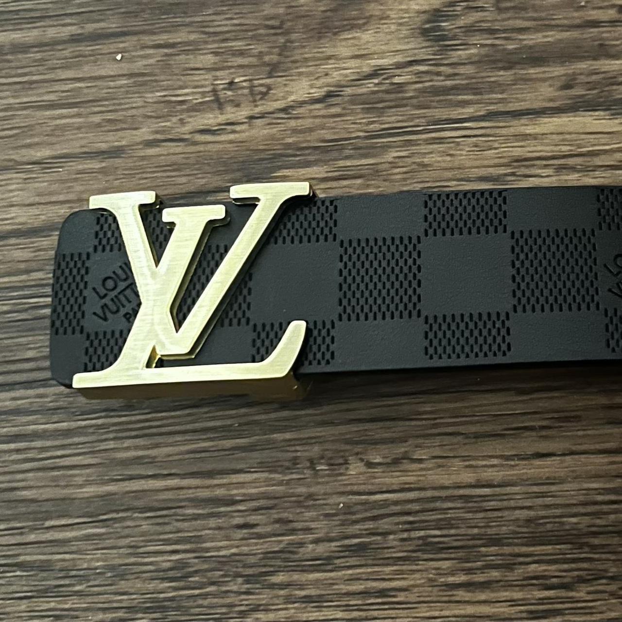 Black checkered LV belt. It is used. Please message... - Depop