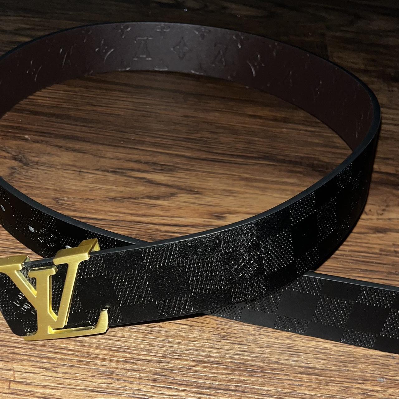 Black checkered LV belt. It is used. Please message... - Depop
