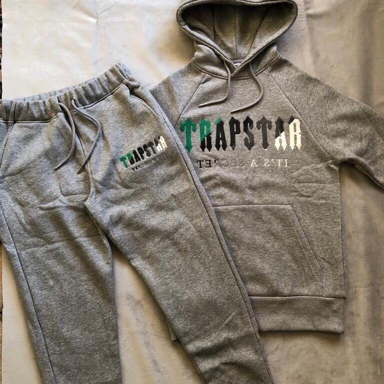 Trapstar Decoded Tracksuit Grey / Green Medium - Depop