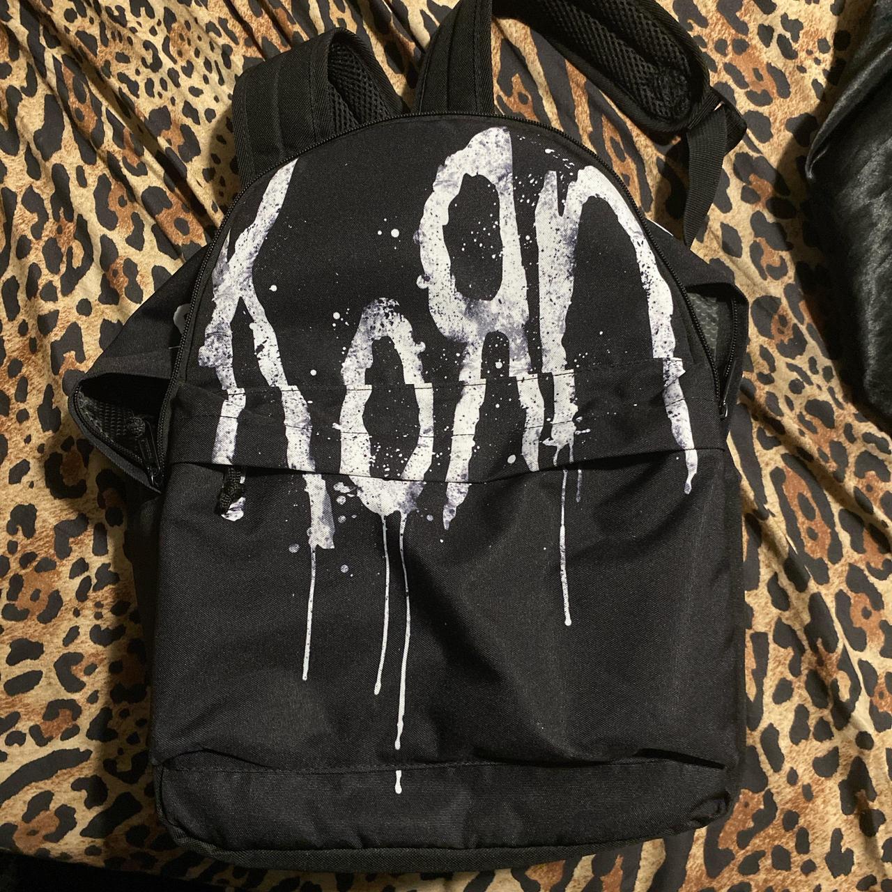 Korn black and white backpack. Adjustable straps.... - Depop