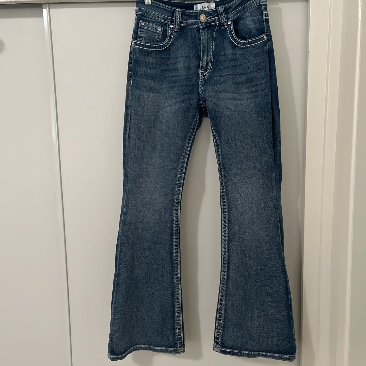 H&Y jeans with angel wings embroidered on back... - Depop