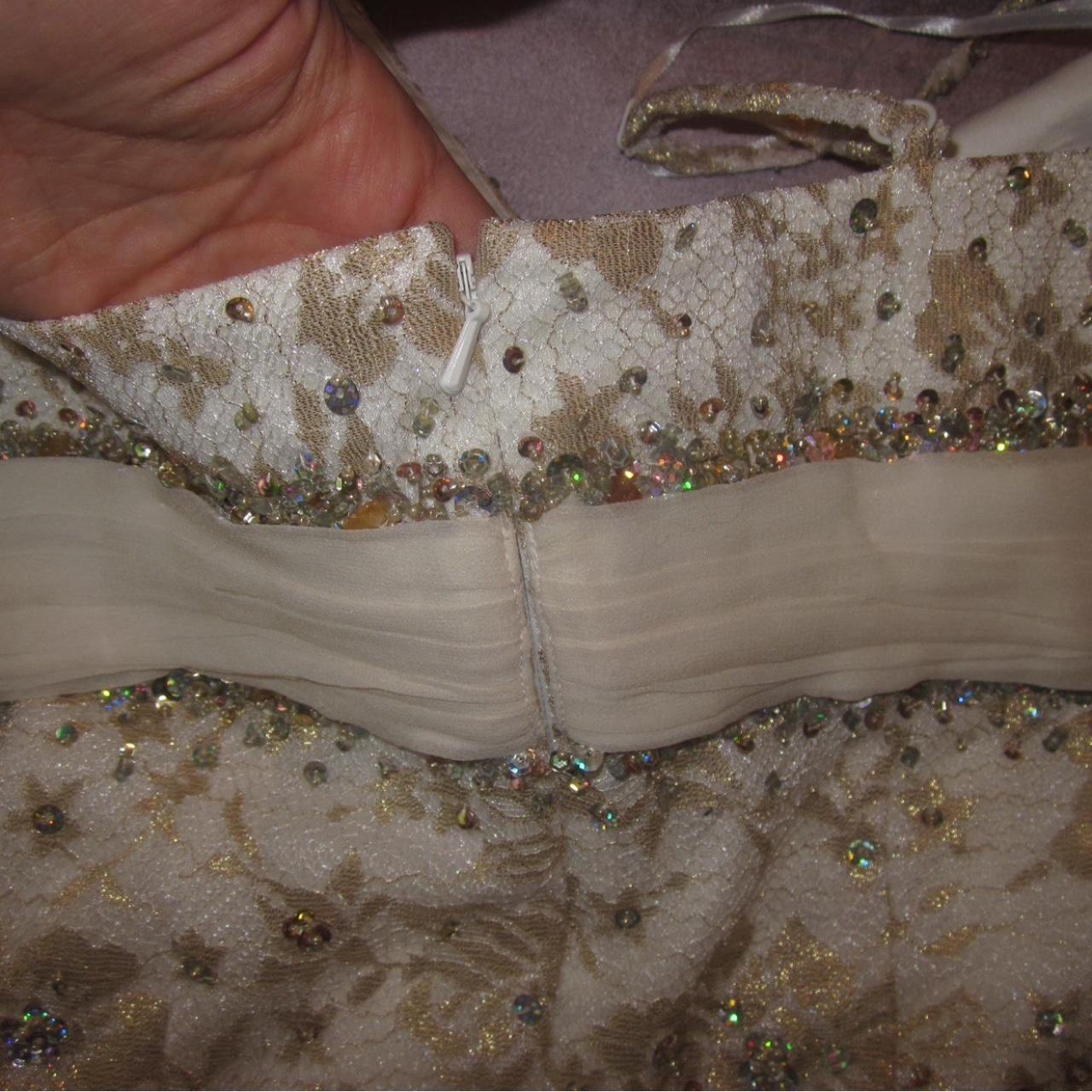 Mandalay designs bejeweled top White gold and silve... | Depop