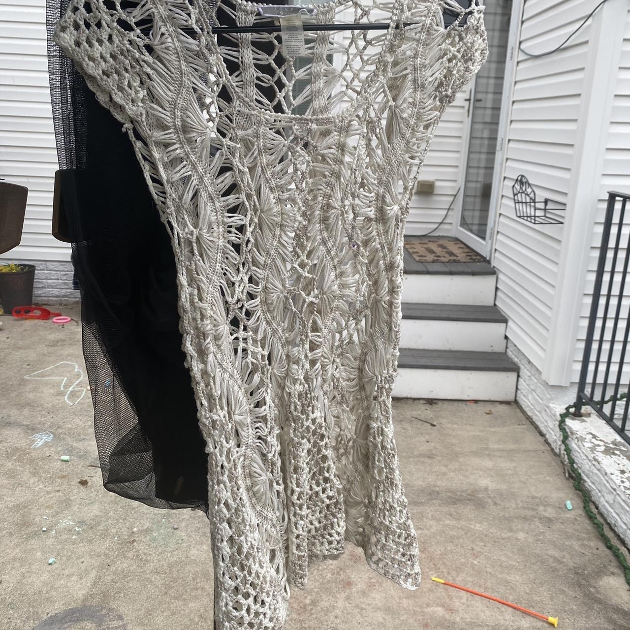 Liquid By Sioni Mesh Knit Bathing Suit Cover Dress... - Depop