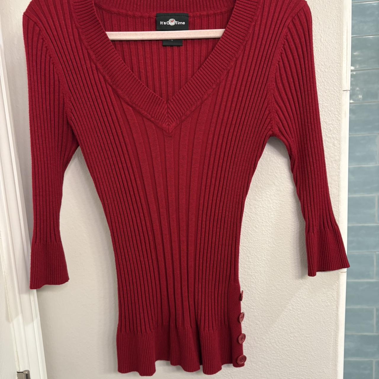 y2k fitted office siren wine red top - size large -... | Depop