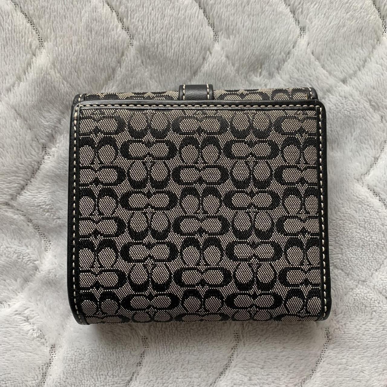 coach - black and grey signature wallet with tan... - Depop