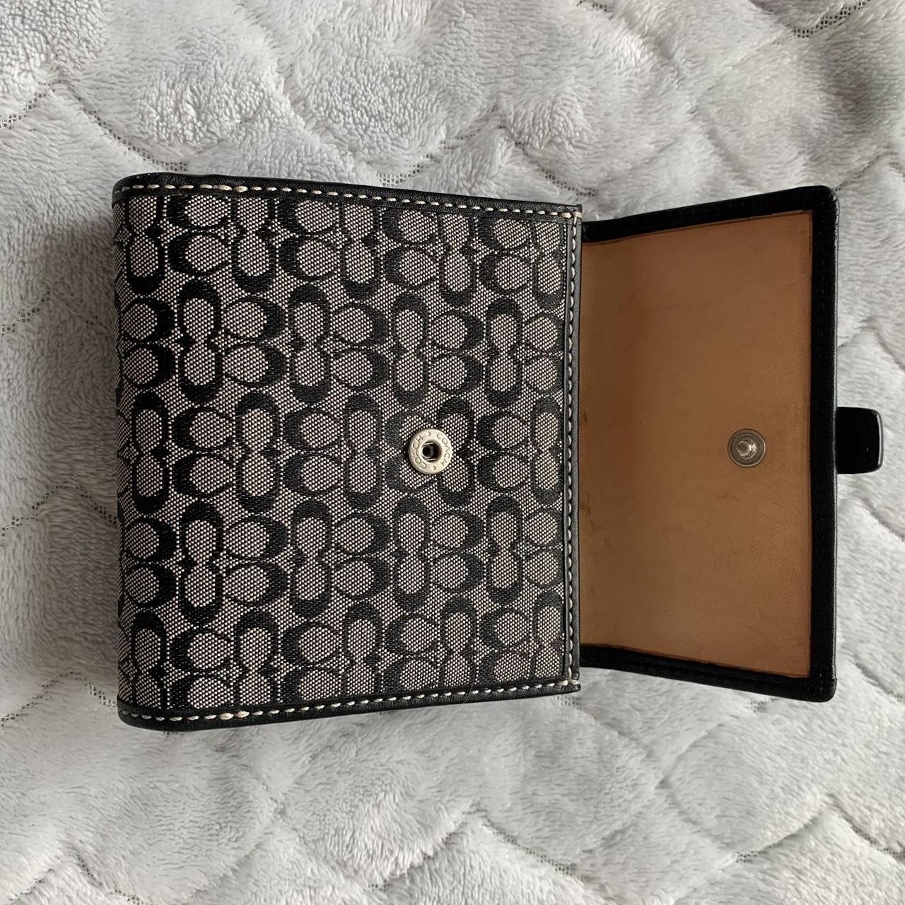 coach - black and grey signature wallet with tan... - Depop