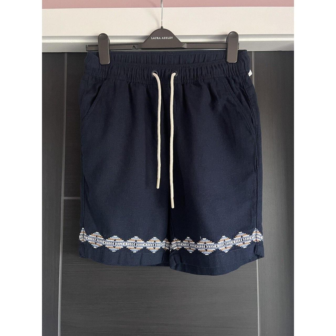 Folk Maya Shorts Linen Blend Aztec Pattern... | Depop