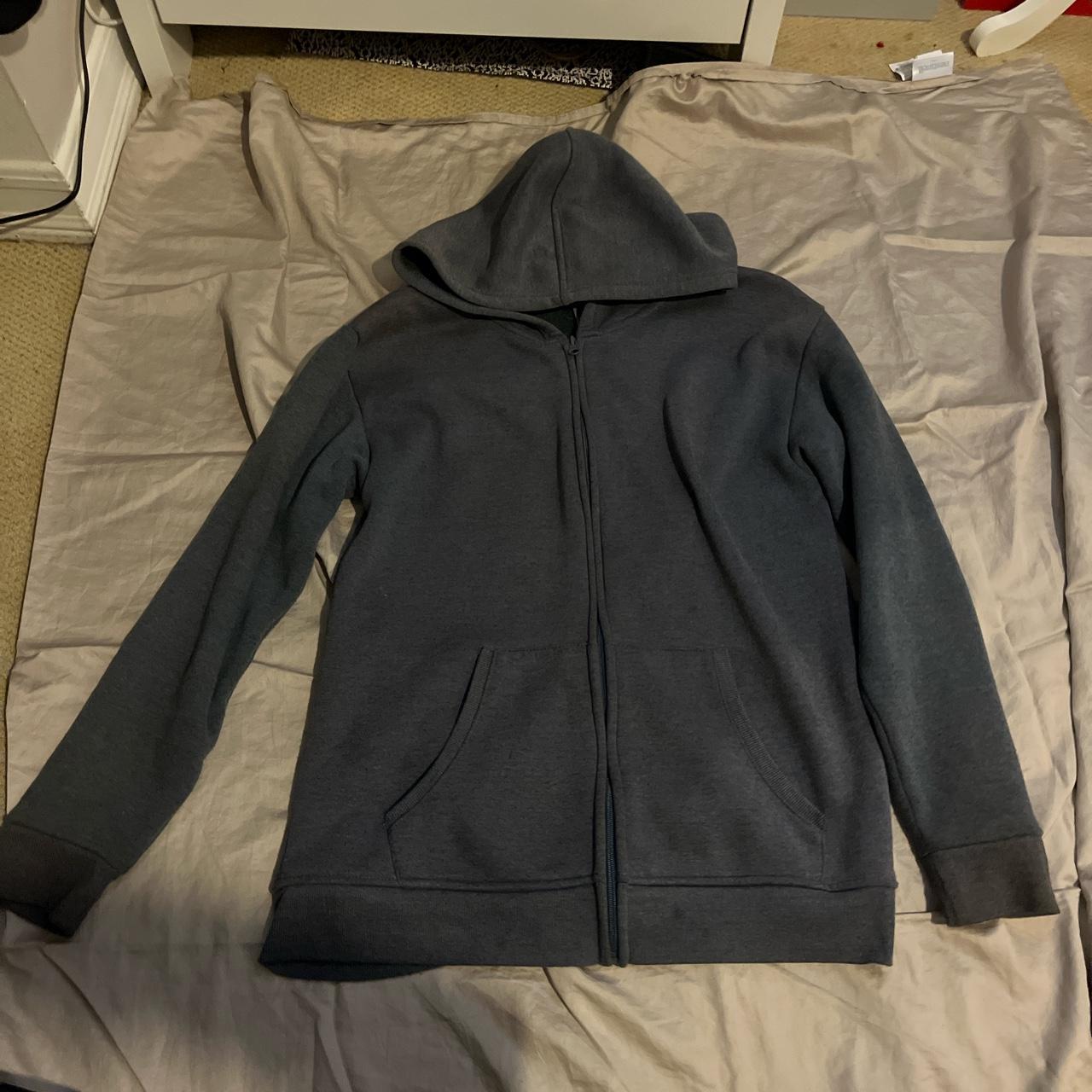 dark blue zip up jacket/hoodie, color slightly faded - Depop