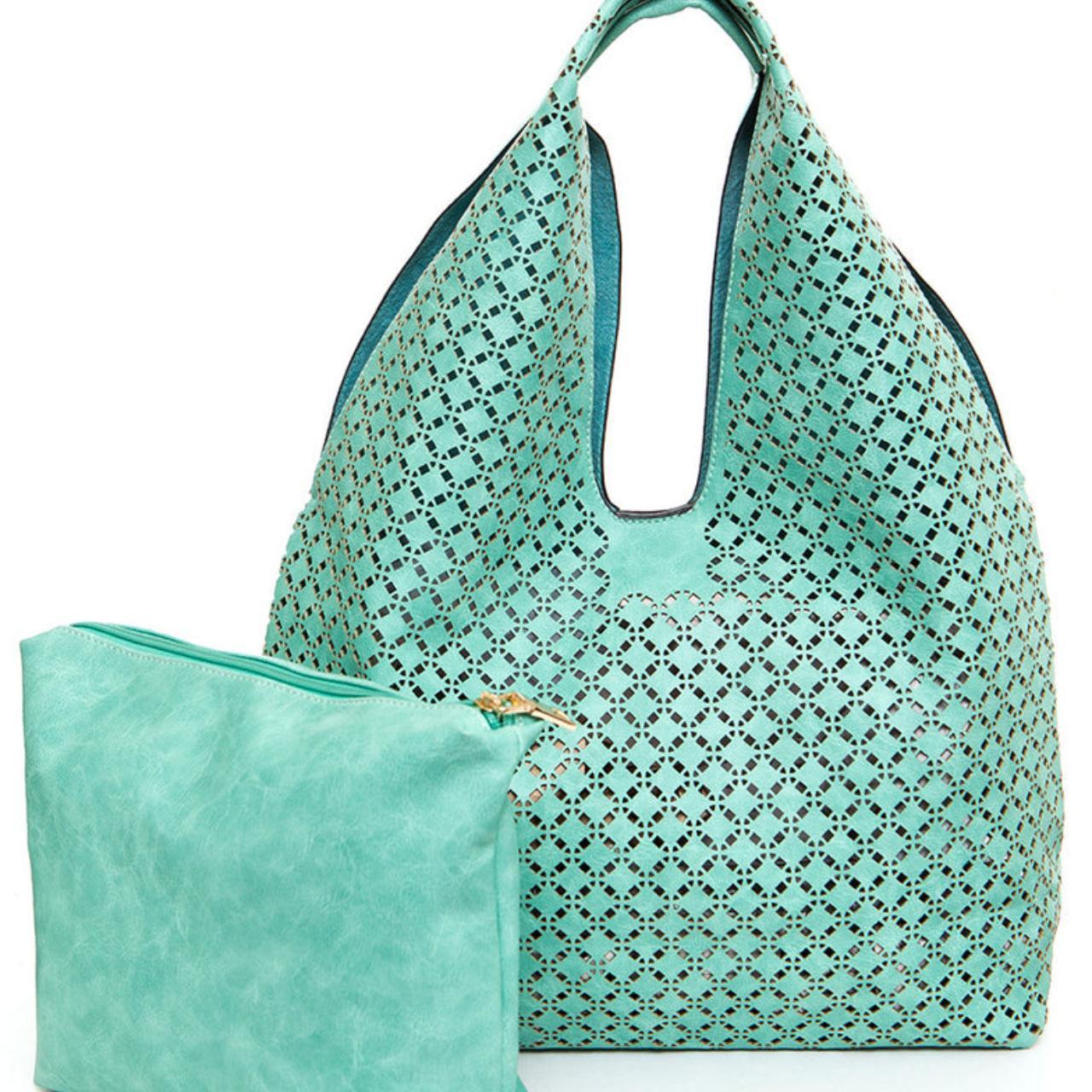 Teal hobo tote bag that comes with a smaller cross... - Depop