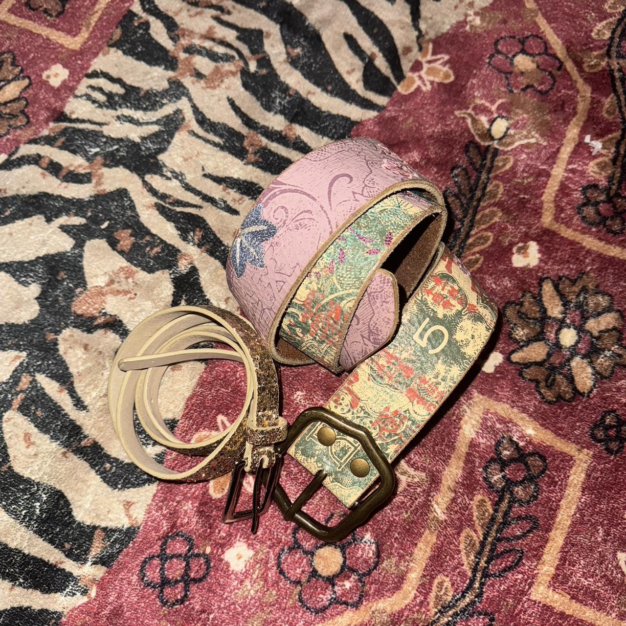 Multi-coloured vintage patterned belts Both are the... | Depop