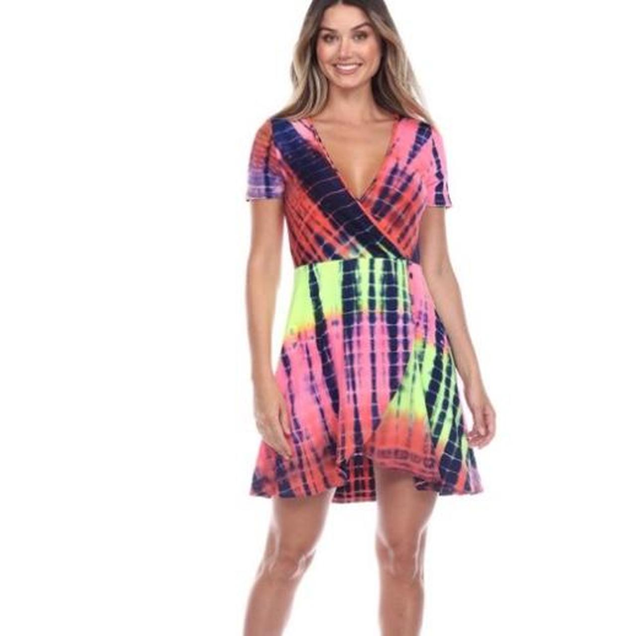 White mark Tye dye wrap dress - Depop