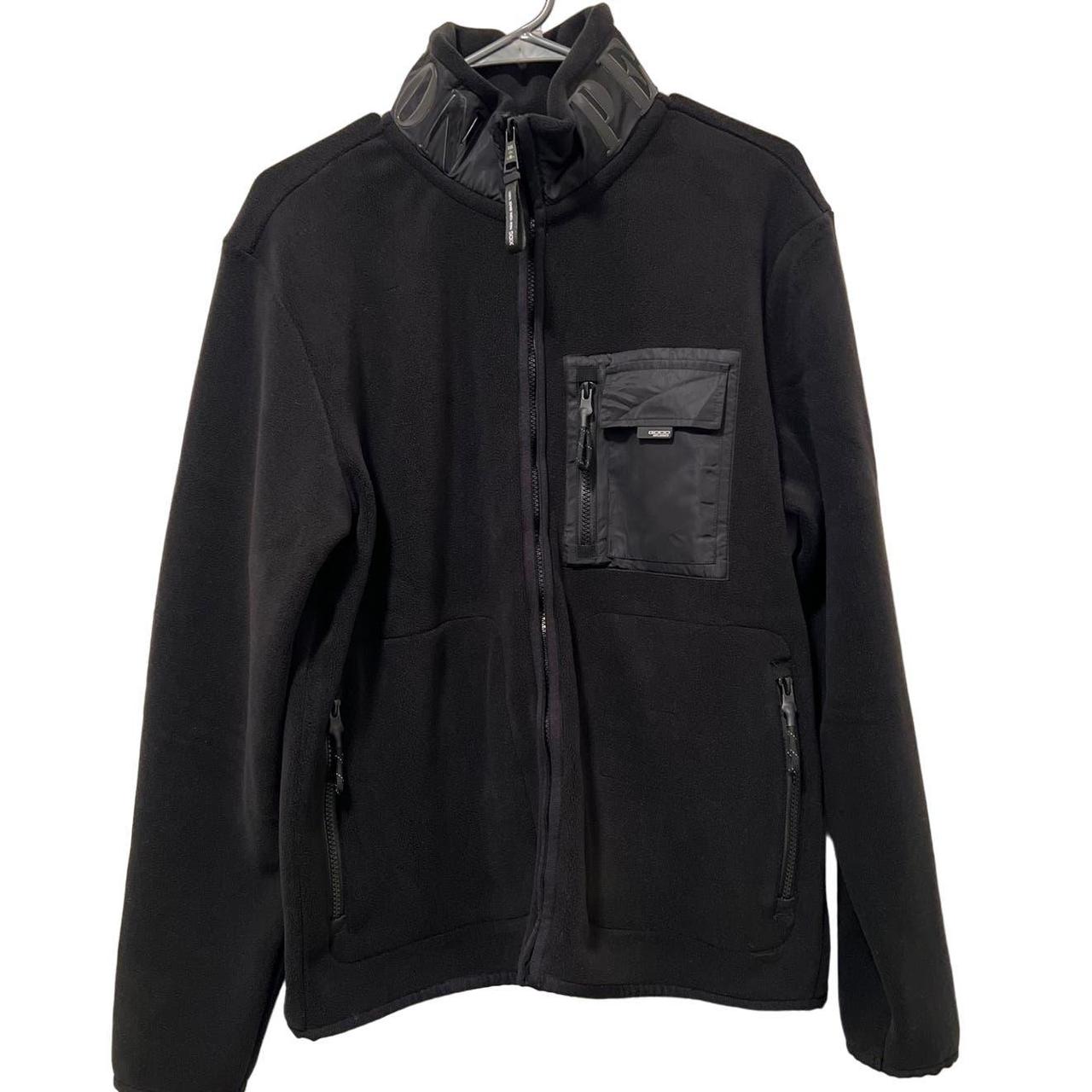 XIOS Fleece Persuasion Zip Up Sweater Jacket Black... - Depop