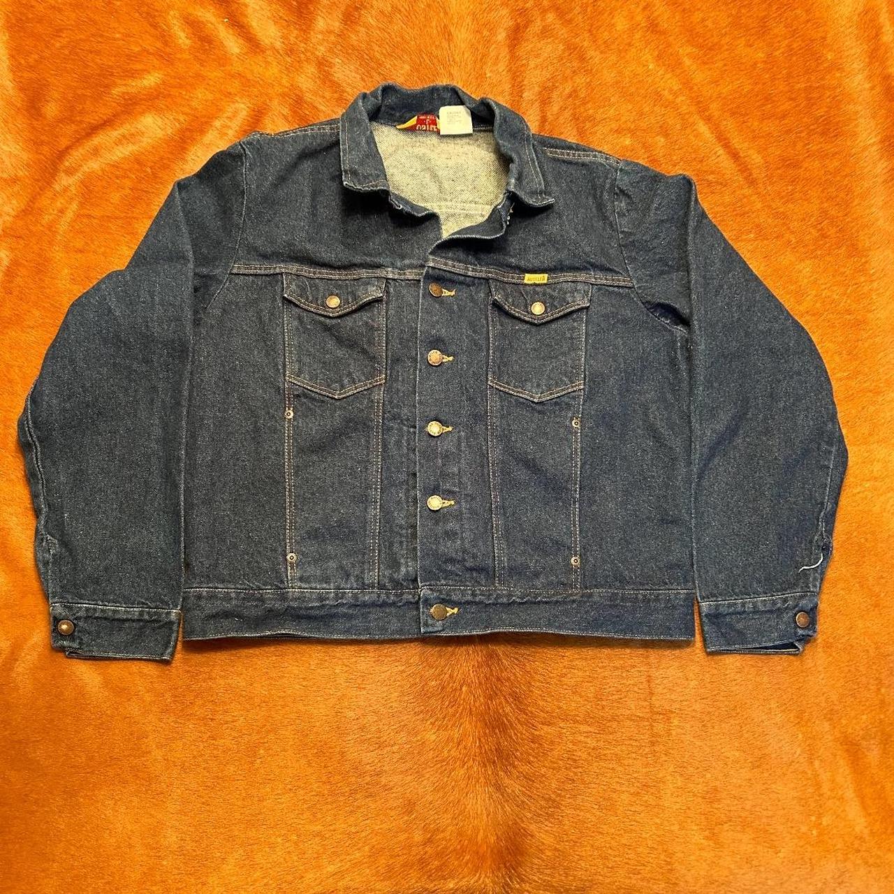 1990s vintage rustler denim jacket with embroidered... - Depop