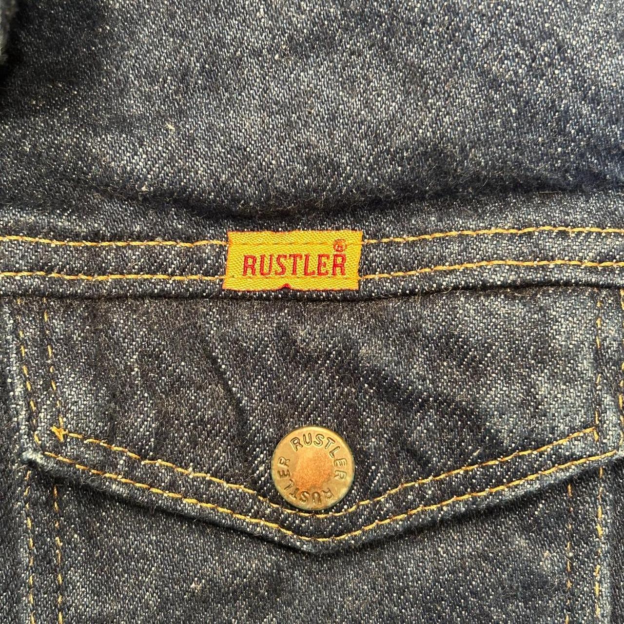 1990s vintage rustler denim jacket with embroidered... - Depop