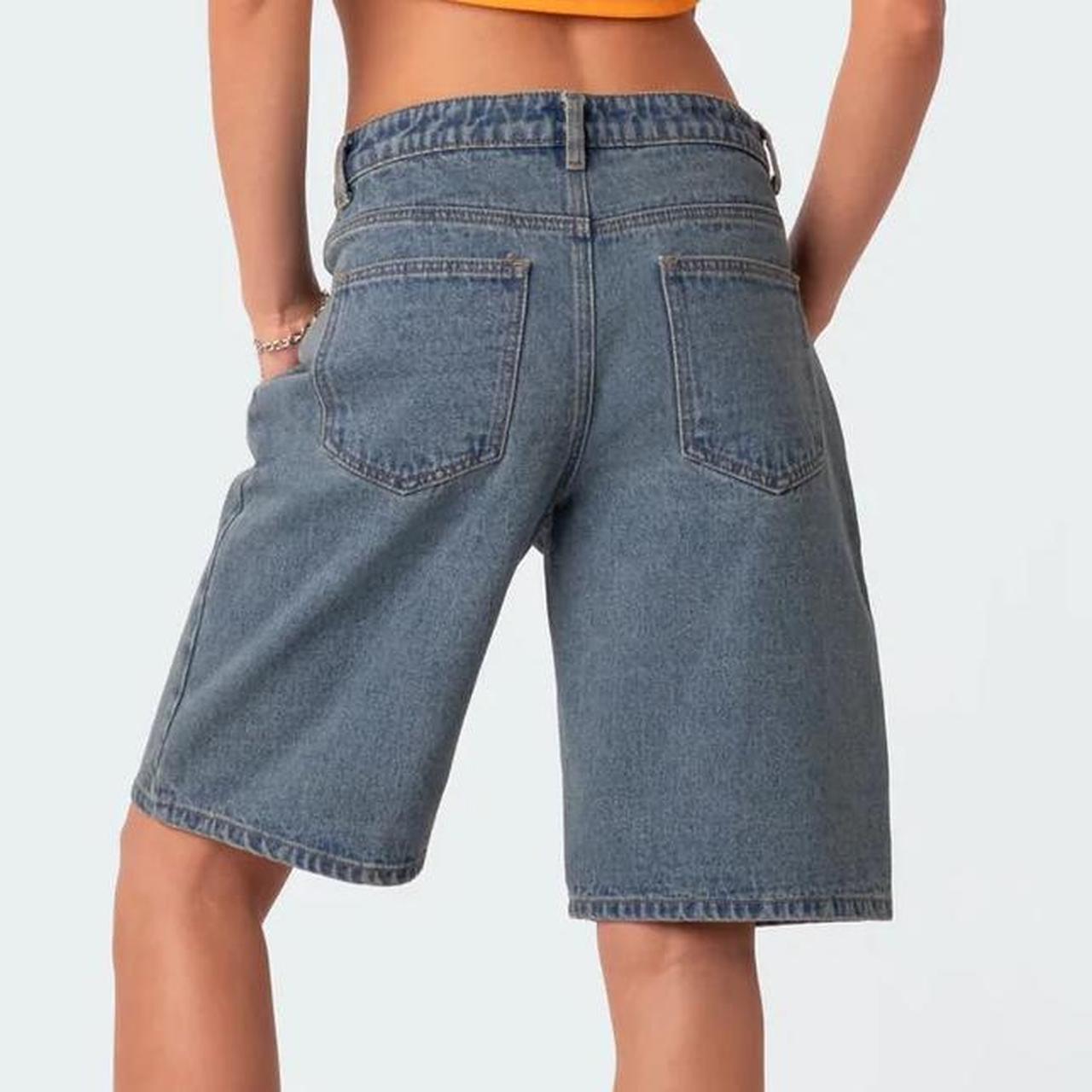 edikted low rise bermuda denim shorts new without... - Depop