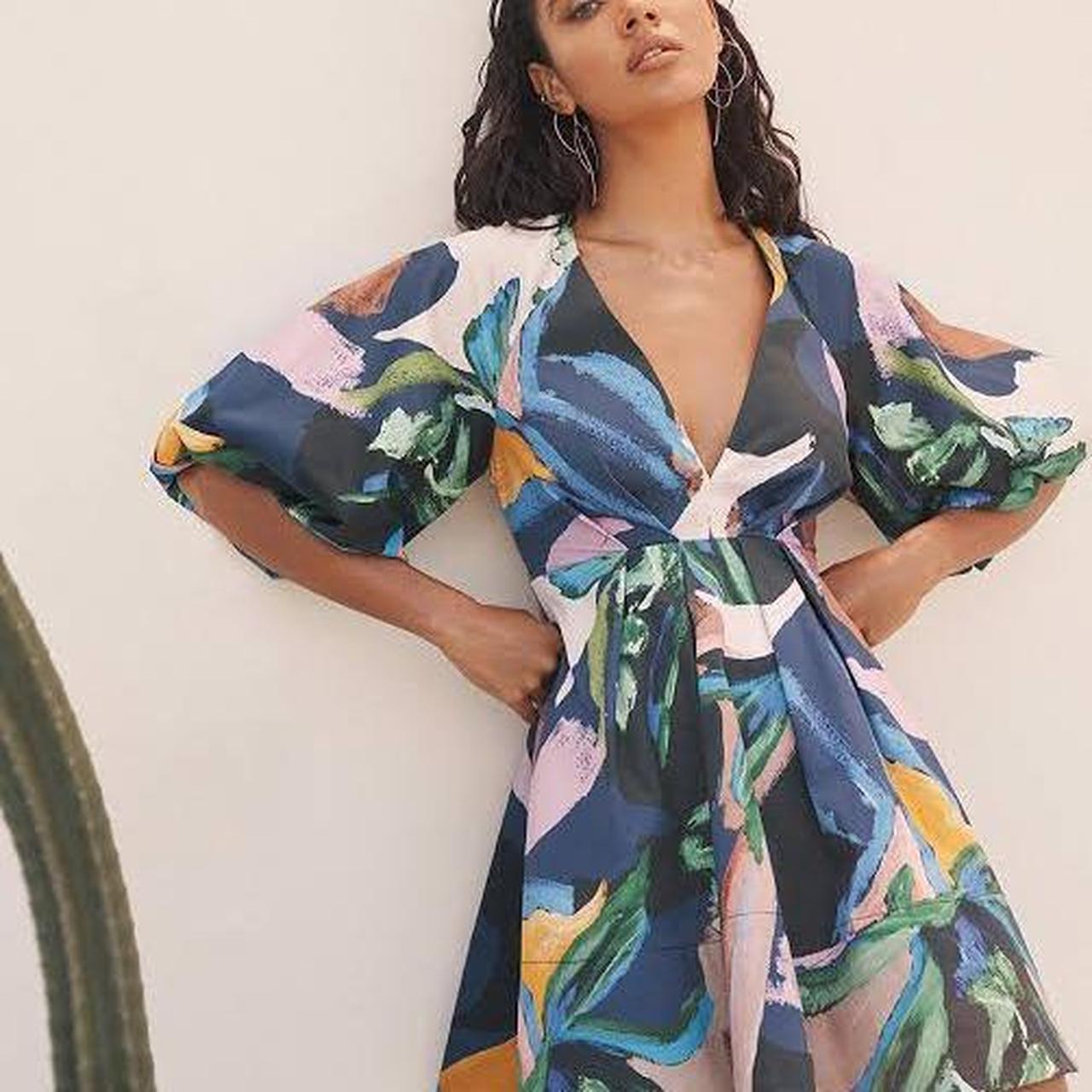 Sheike brush stroke dress Size 8 Worn once - Depop