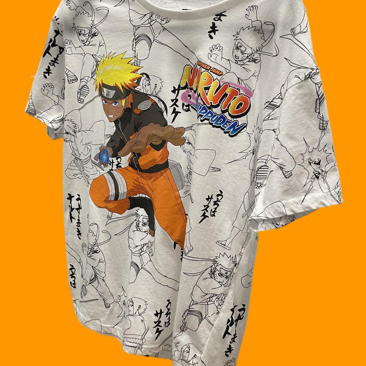 Naruto printed both sides Short White USED Large Men - Depop