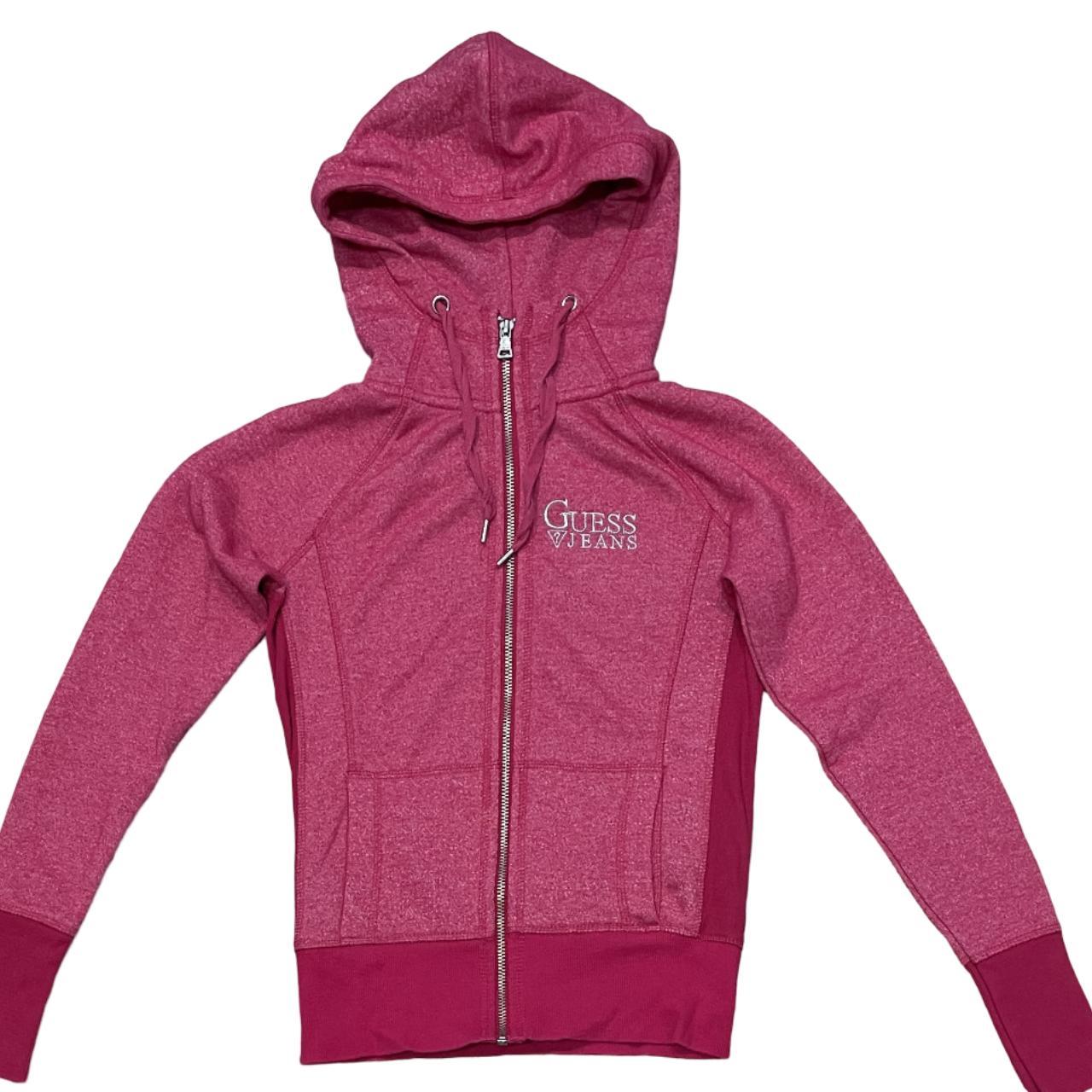 Guess Hoodie Women Pink Full zip M Petite - Depop
