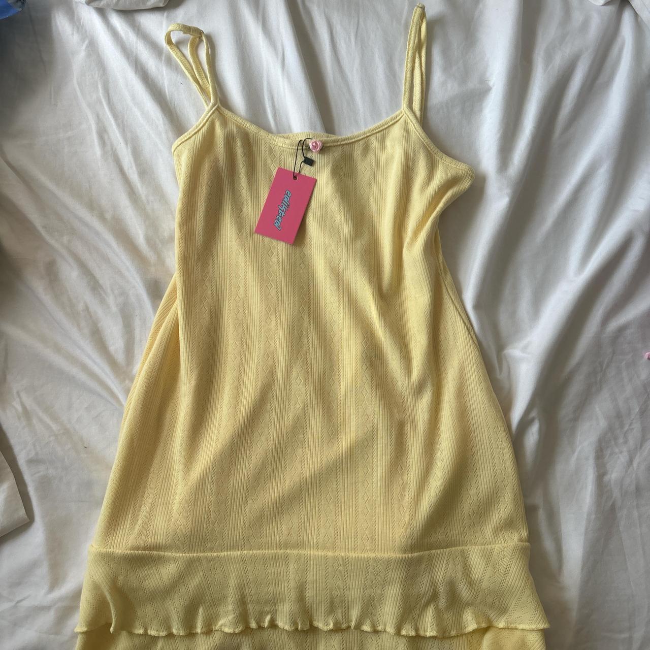 yellow edikted dress new with tags size medium - Depop