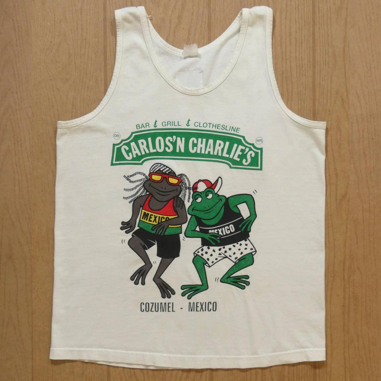 1990s CREAM SENOR FROG'S TANK TOP 8/10 condition.... - Depop
