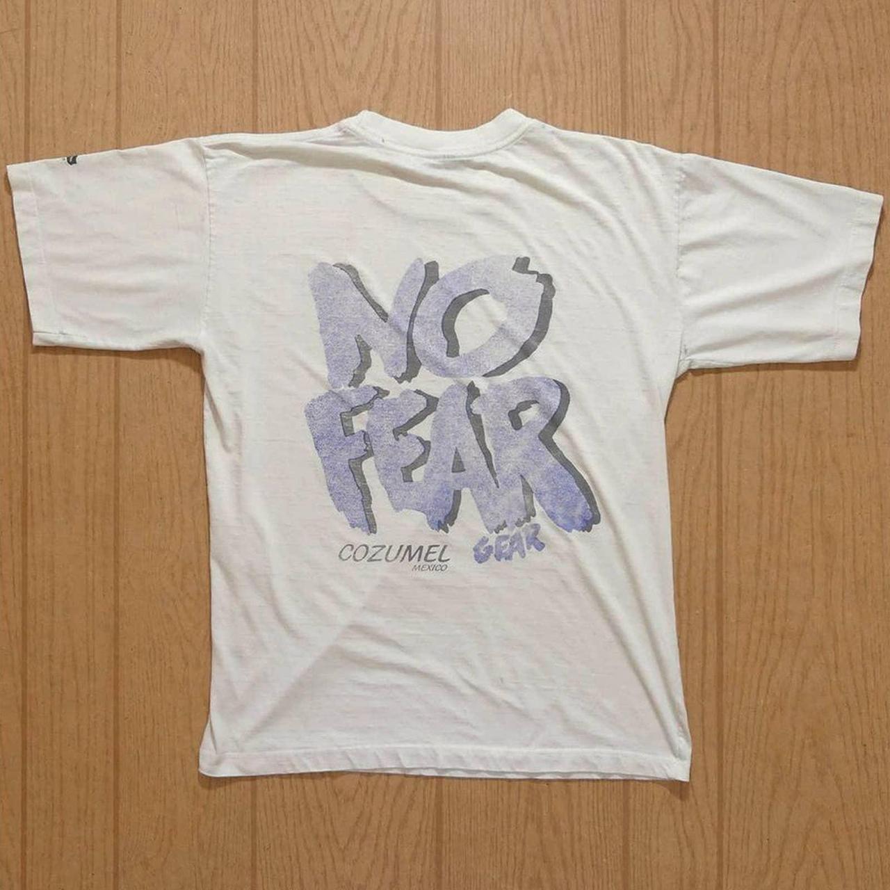 No Fear Men's White and Blue T-shirt | Depop
