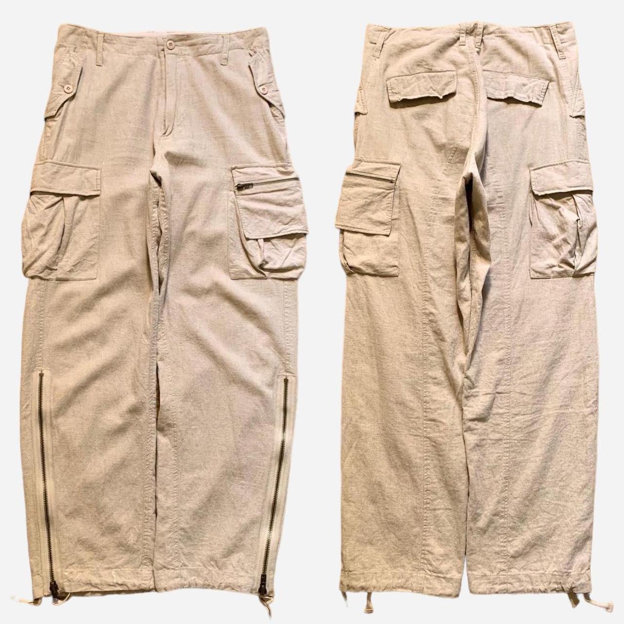 G.O.A LINEN CARGO PANTS 8/10 condition. Front side... - Depop