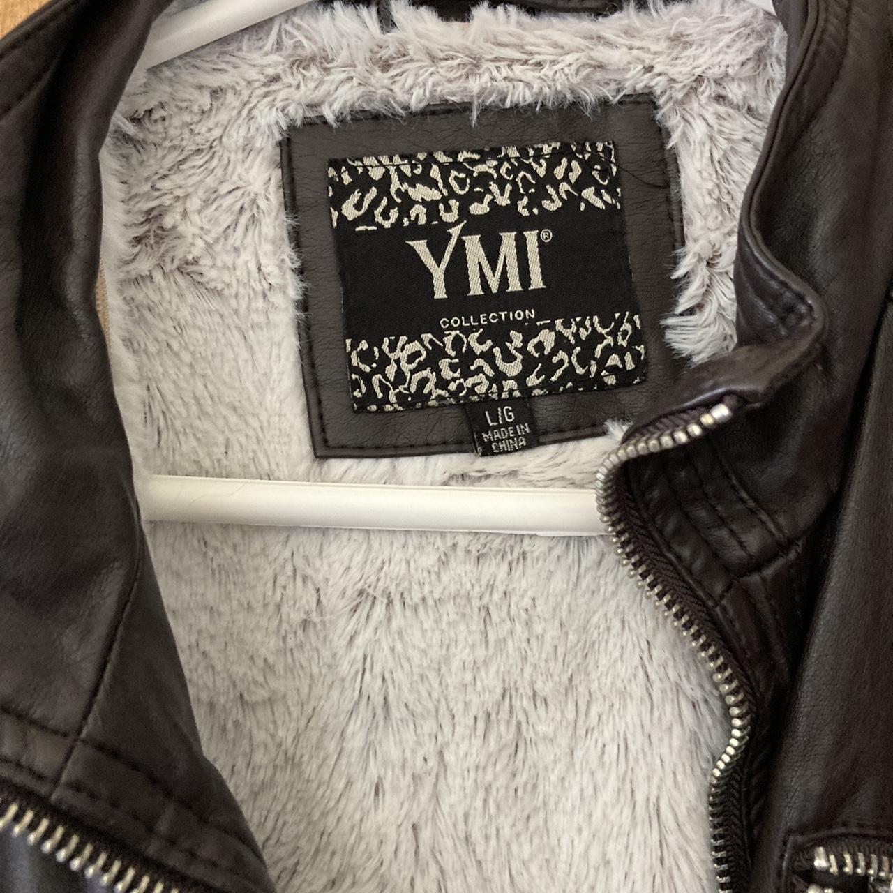 BROWN YMI LEATHER JACKET light signs of wear size... - Depop