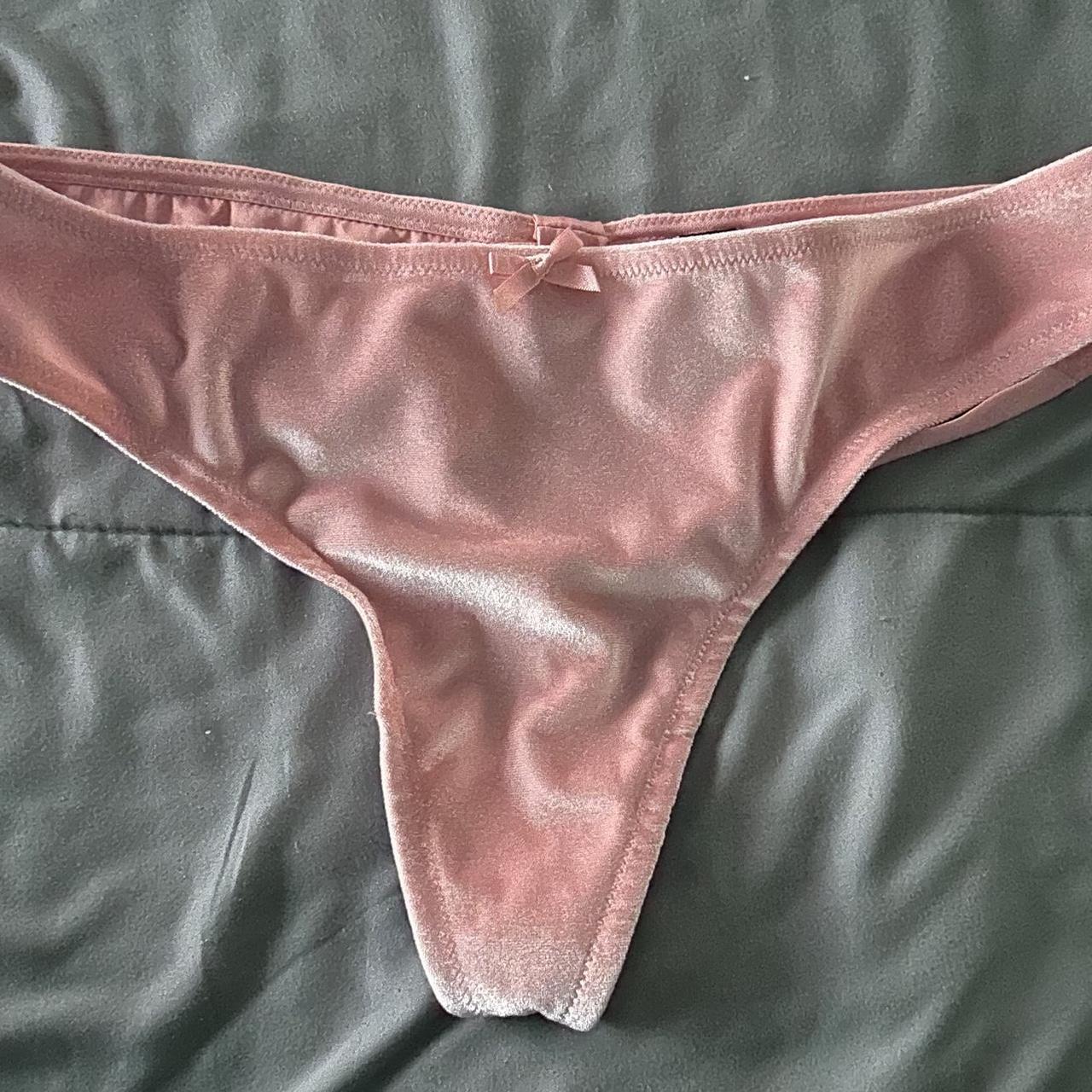 Pink velvet thong with bow #lingerie - Depop