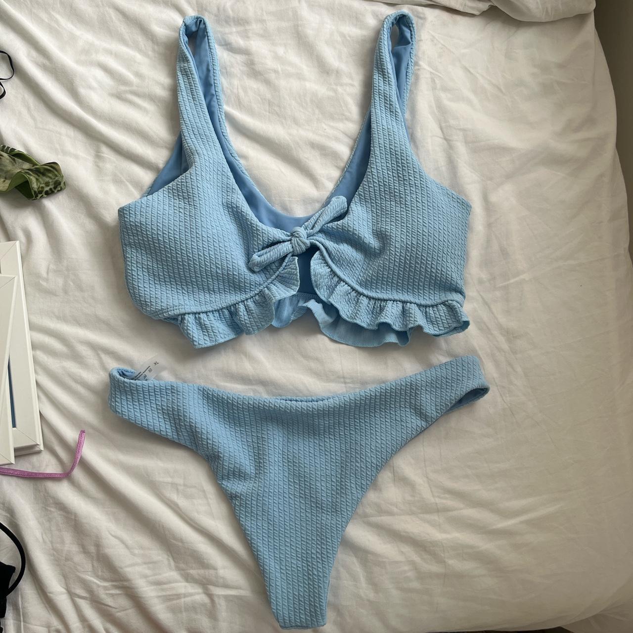 shein xl blue bikini NEVER WORN both items included - Depop