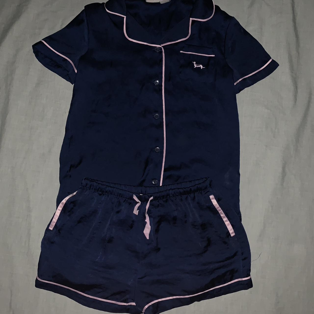 Peter Alexander Navy Silk PJ set Size kids 14/... - Depop