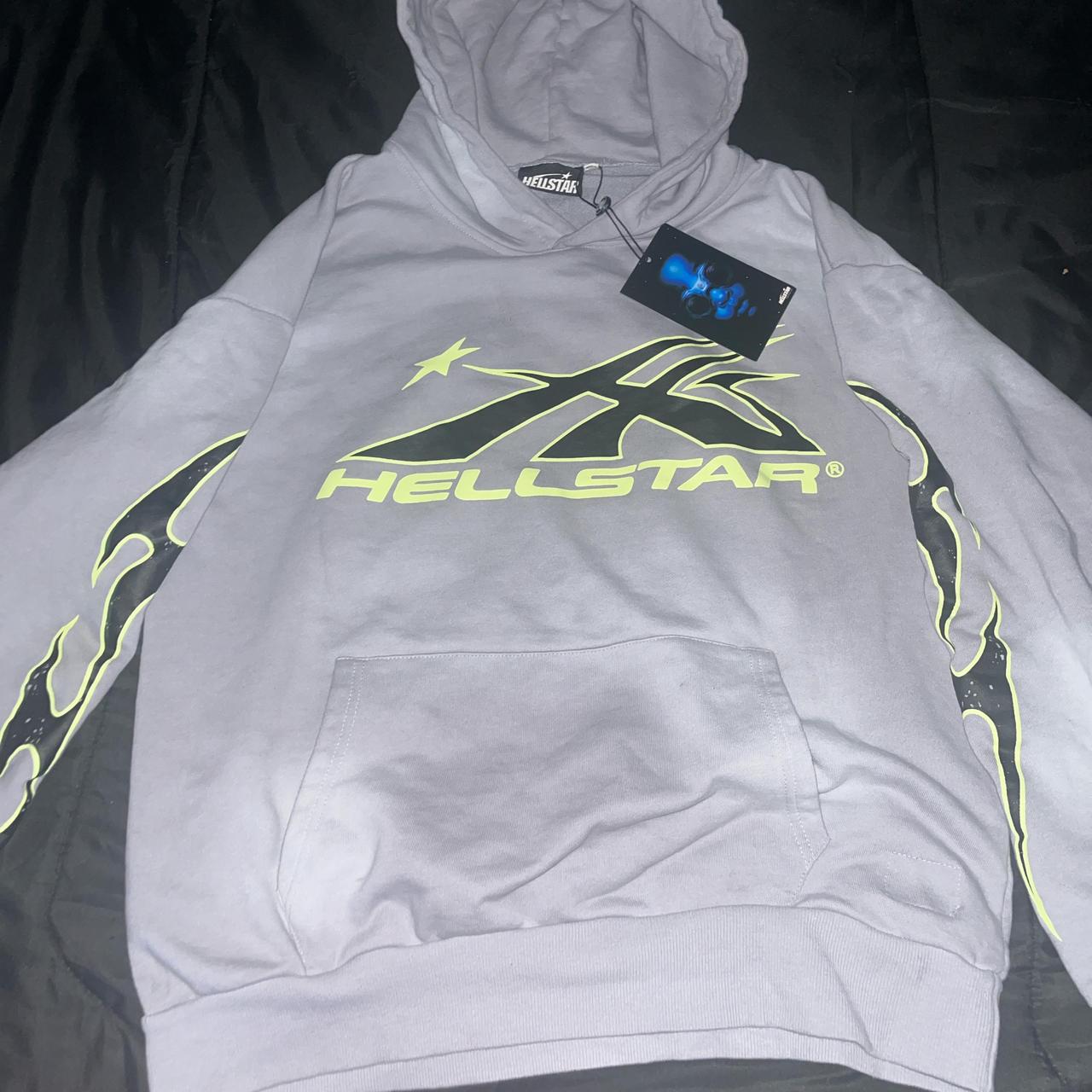 Hellstar grey and yellow hoodie - Depop