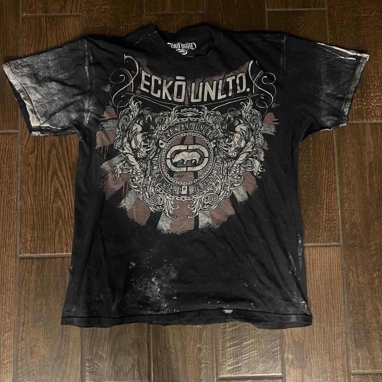 Black and grey Ecko Unltd. cotton t-shirt #skater... - Depop