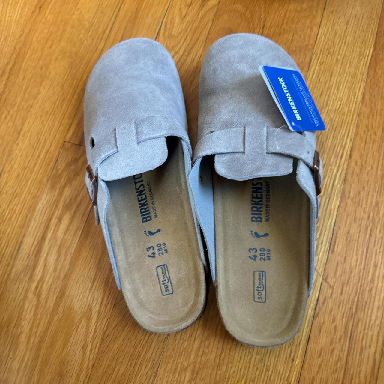 Grey Birkenstock Boston clogs size 9.5 or EU 43- No... - Depop