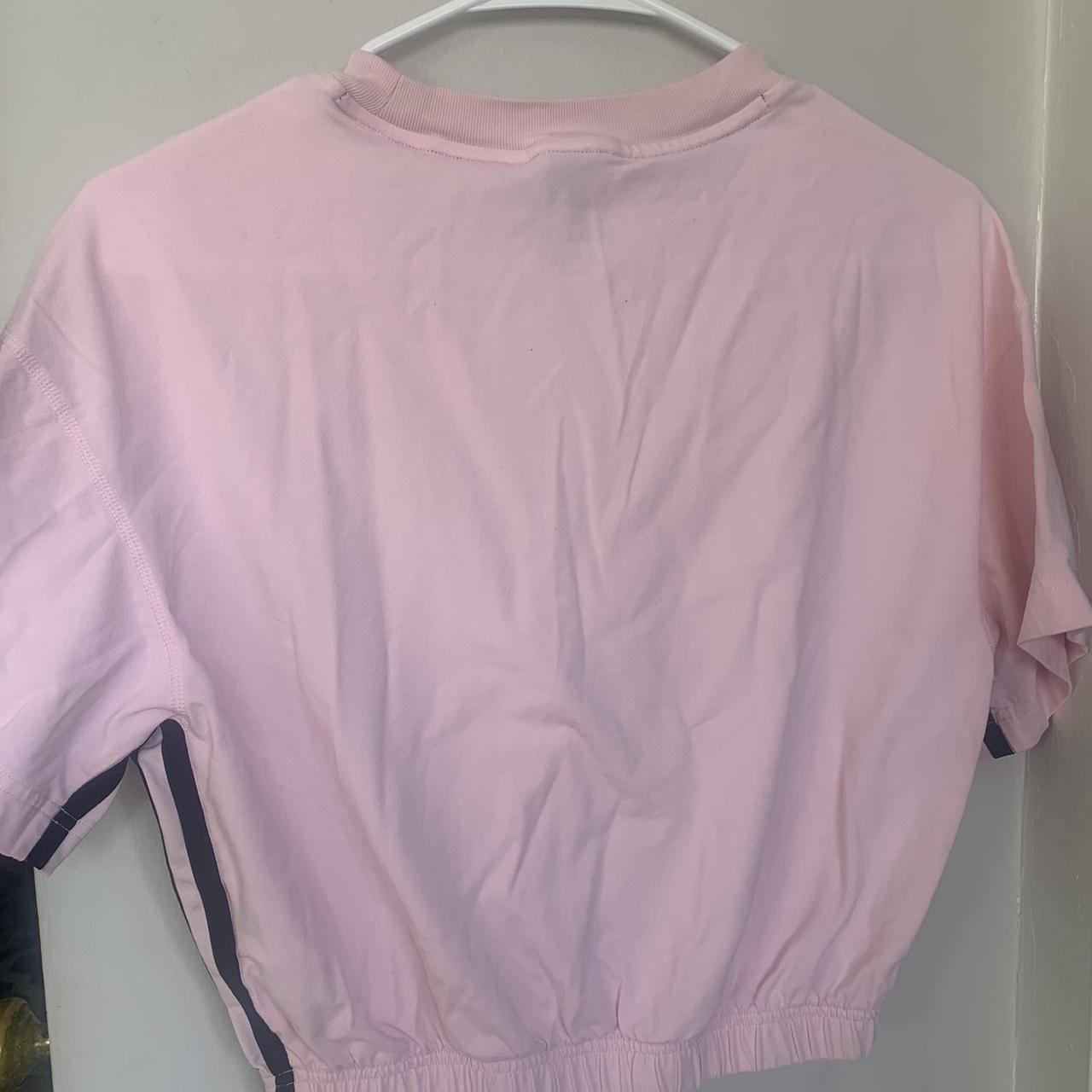 Pink adidas top with elastic bottom band. Small... | Depop