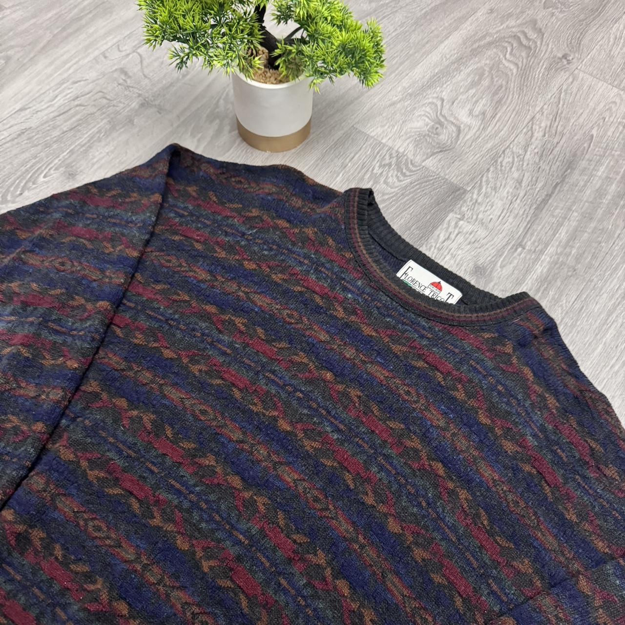 Vintage Multi Colored Knit Sweater Made In... | Depop