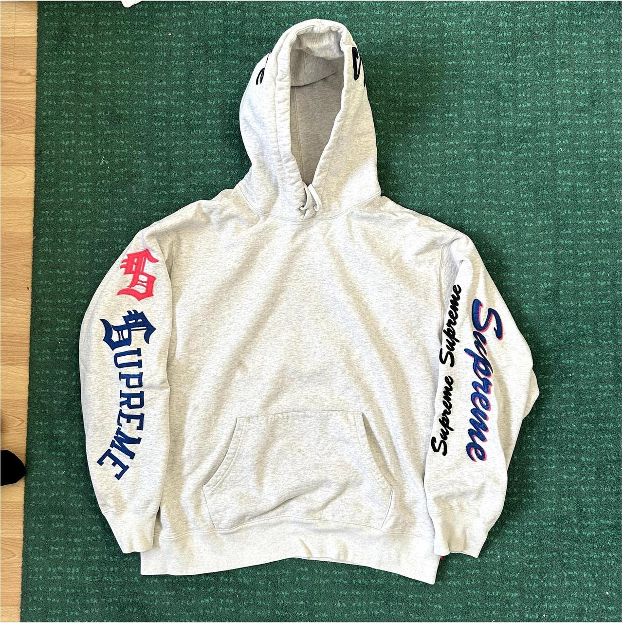 Supreme Pullover Multi Logo Patch Grey Hoodie XL... | Depop