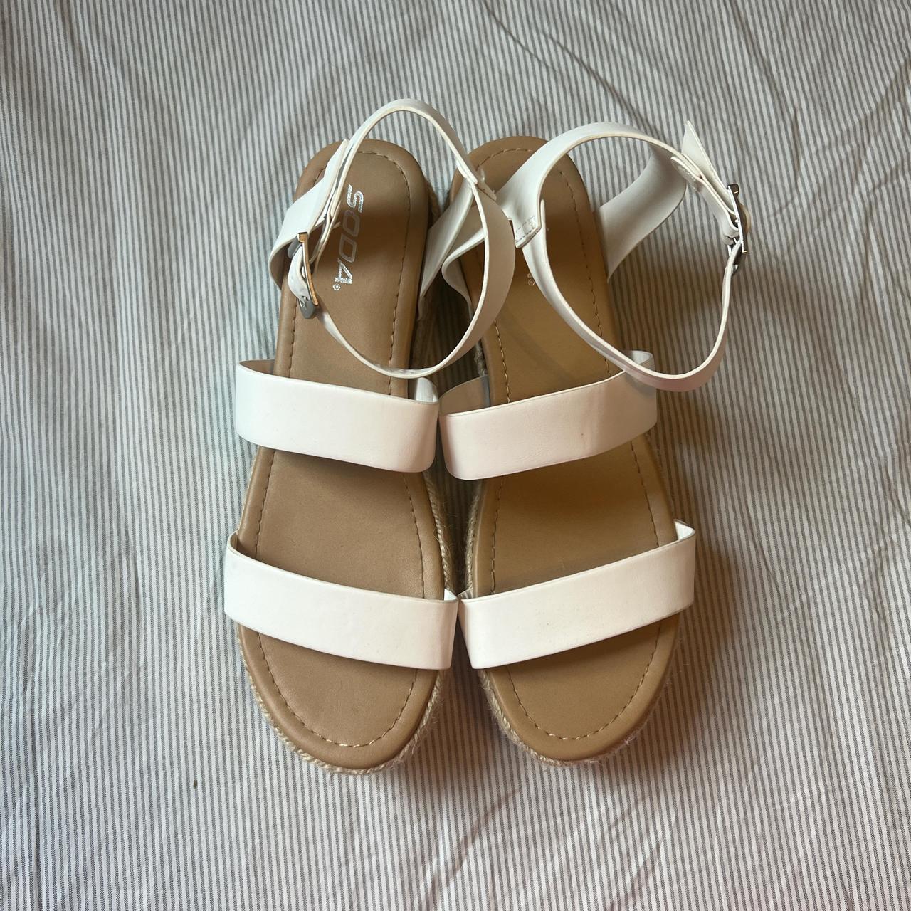White platform strappy sandals - in great... - Depop