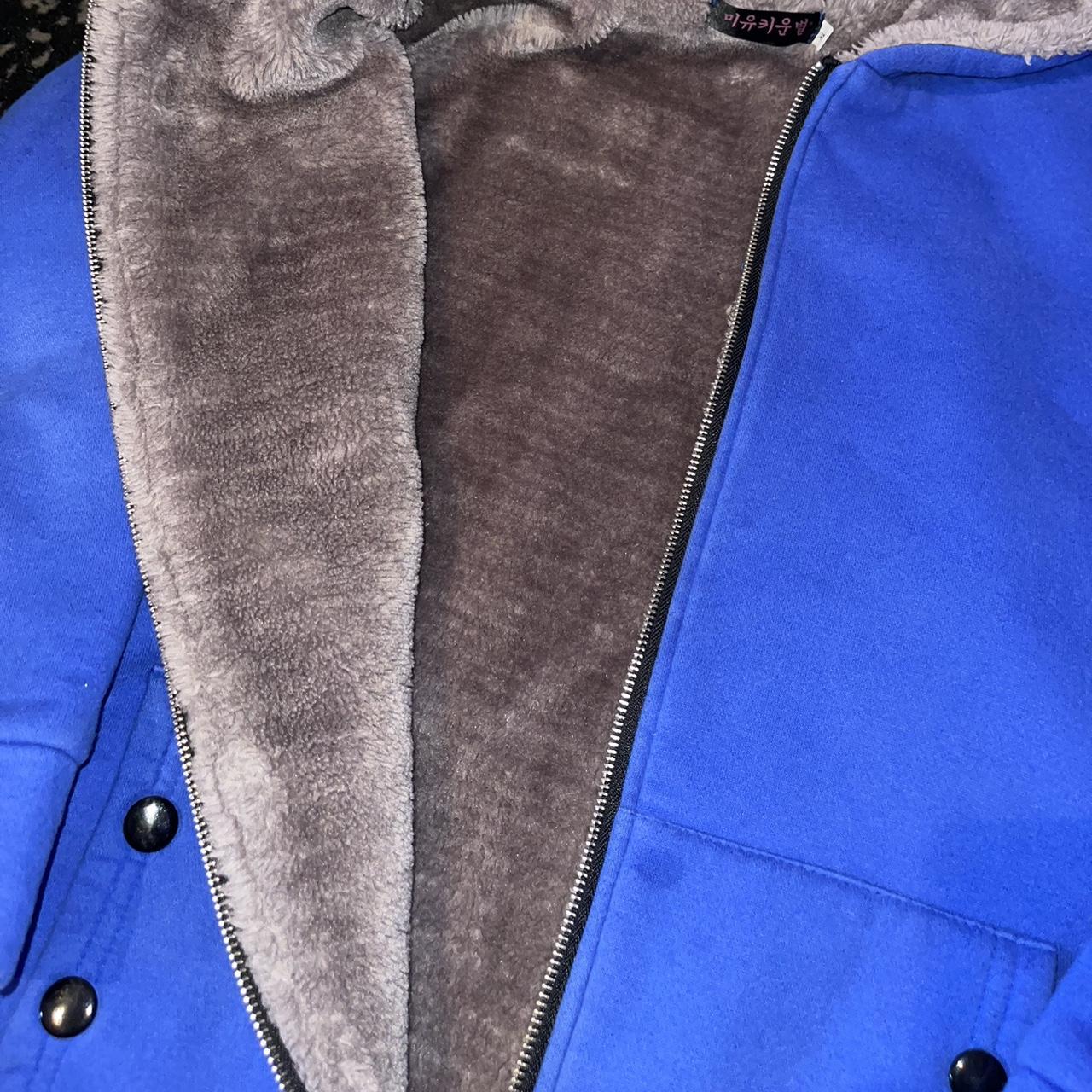 ADLV Blue Grey Fur Jacket Very good condition... - Depop