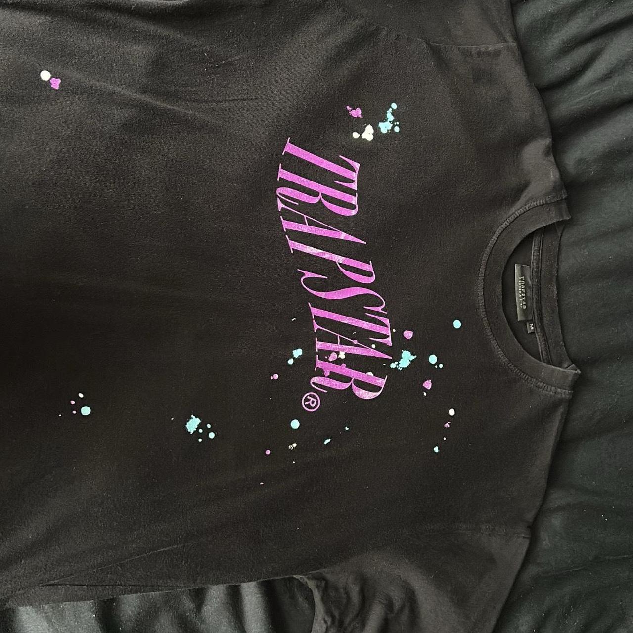 Trapstar black and purple paint tee #trapstar Medium | Depop